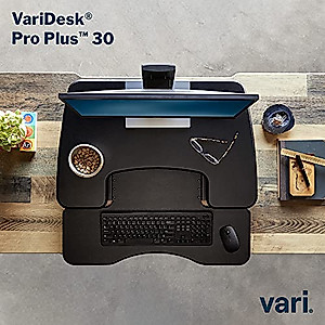 Vari - VariDesk Pro Plus 30 - Height Adjustable Standing Desk Converter for Home Office - Sit to Stand Desk with 11 Height Settings, Spring-Assisted Lift, and Weighted Base - Fully Assembled, Black
