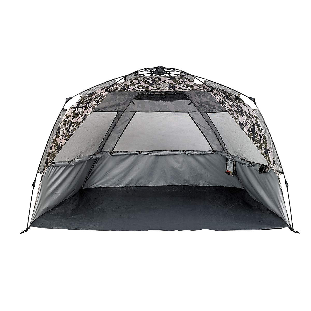 E-Z UP Wedge Portable Beach Tent, 51"x51" Entrance with 3 Roll-Up Windows and Storage Pocket, Camo Spring