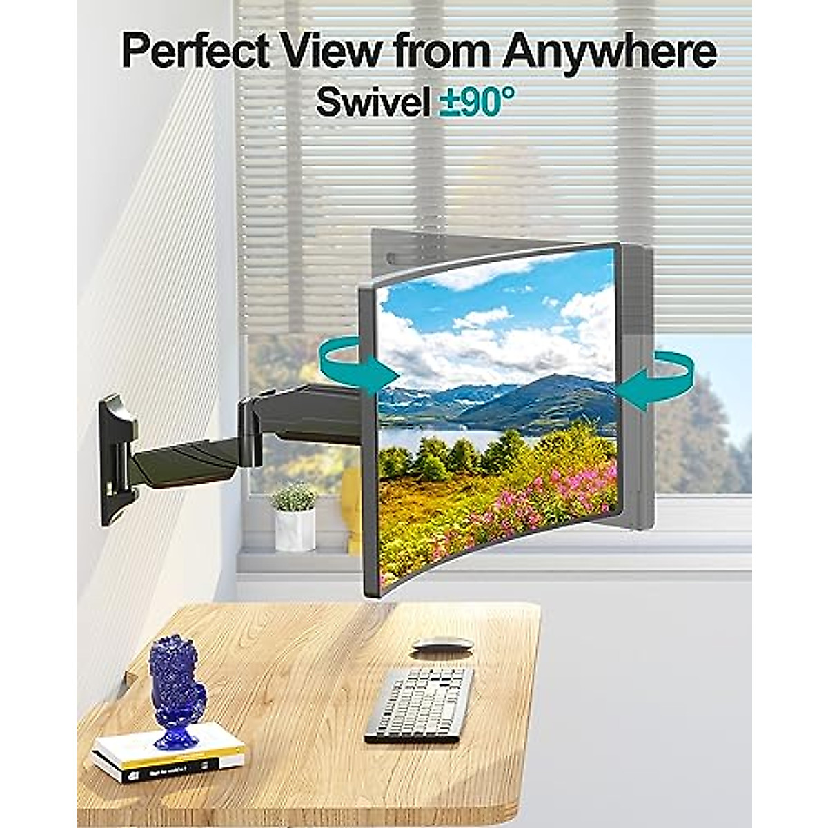 MOUNT PRO Monitor Wall Mount for Max 35 Inch/26.4lbs Ultrawide Computer Screen, Premium Heavy Duty Single Monitor Arm, Full Motion Wall Monitor Mount with VESA Extension Kit, Max VESA 200x200mm