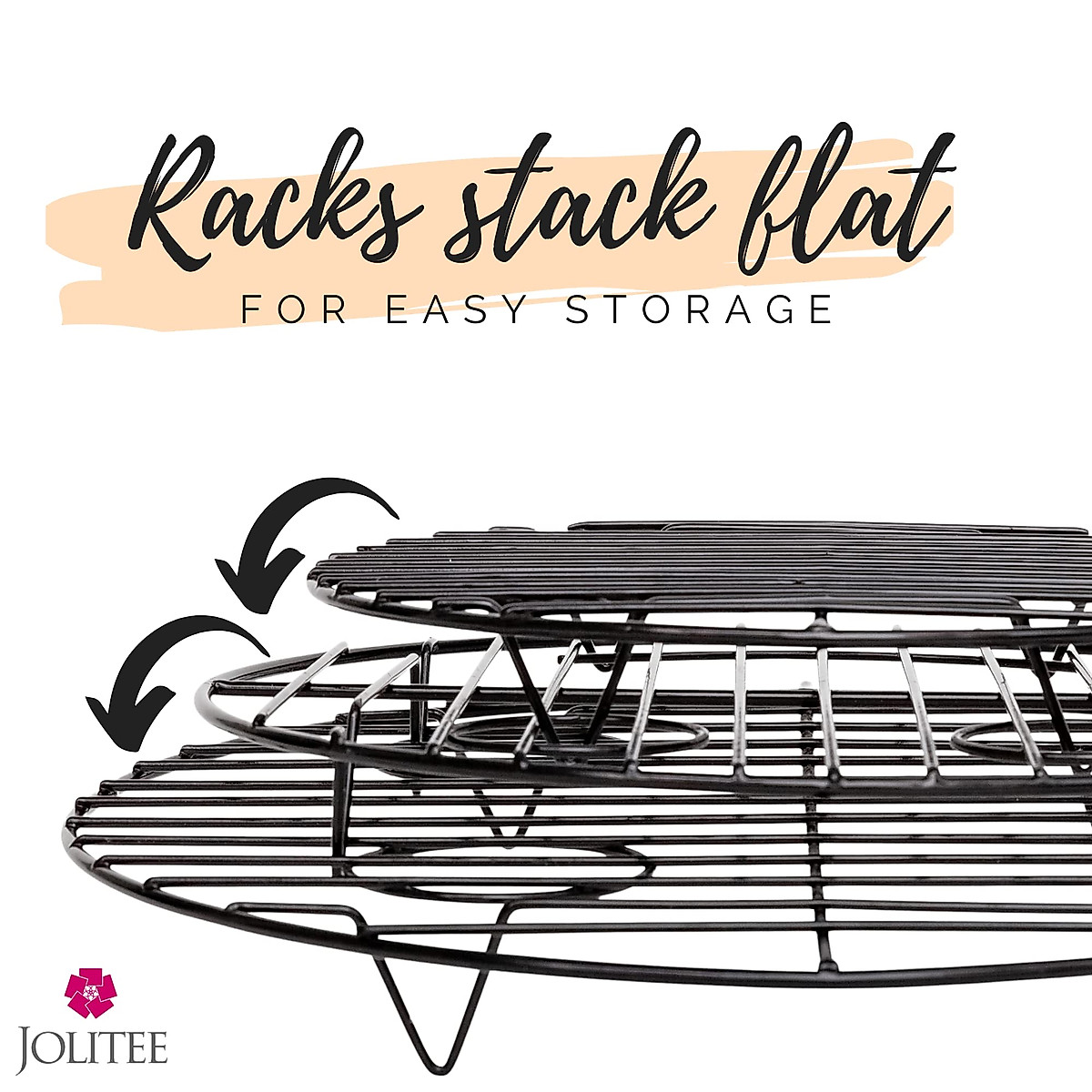3PC Smiling Round Cooling Racks for Baking and Cooking, Stainless Steel Steamer Rack, Canning Rack, Cooking Rack, Cake Cooling Rack, Large, Med Small Cooling Rack, Trivet - Circle Wire Cooling Rack