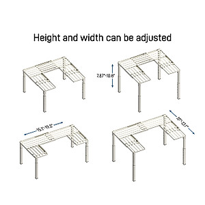 TEMSTE Expandable Under Sink Organizers and Storage,Bathroom Under the Sink Organizer Kitchen, Under Sink Shelf with 2 Removable Hooks, Undersink Organizers with EXPANDABLE HEIGHT DEPTH & WIDTH, White