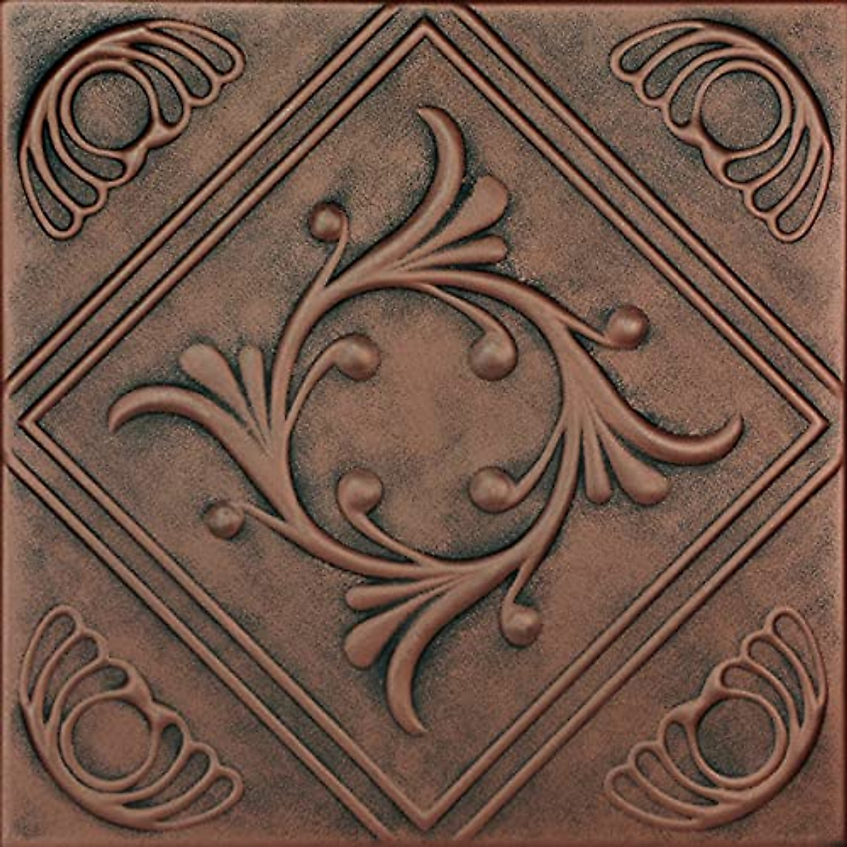 A La Maison Ceilings R02 Diamond Wreath Foam Glue-up Ceiling Tile (128 sq. ft./Case), Pack of 48, Antique Copper Orange