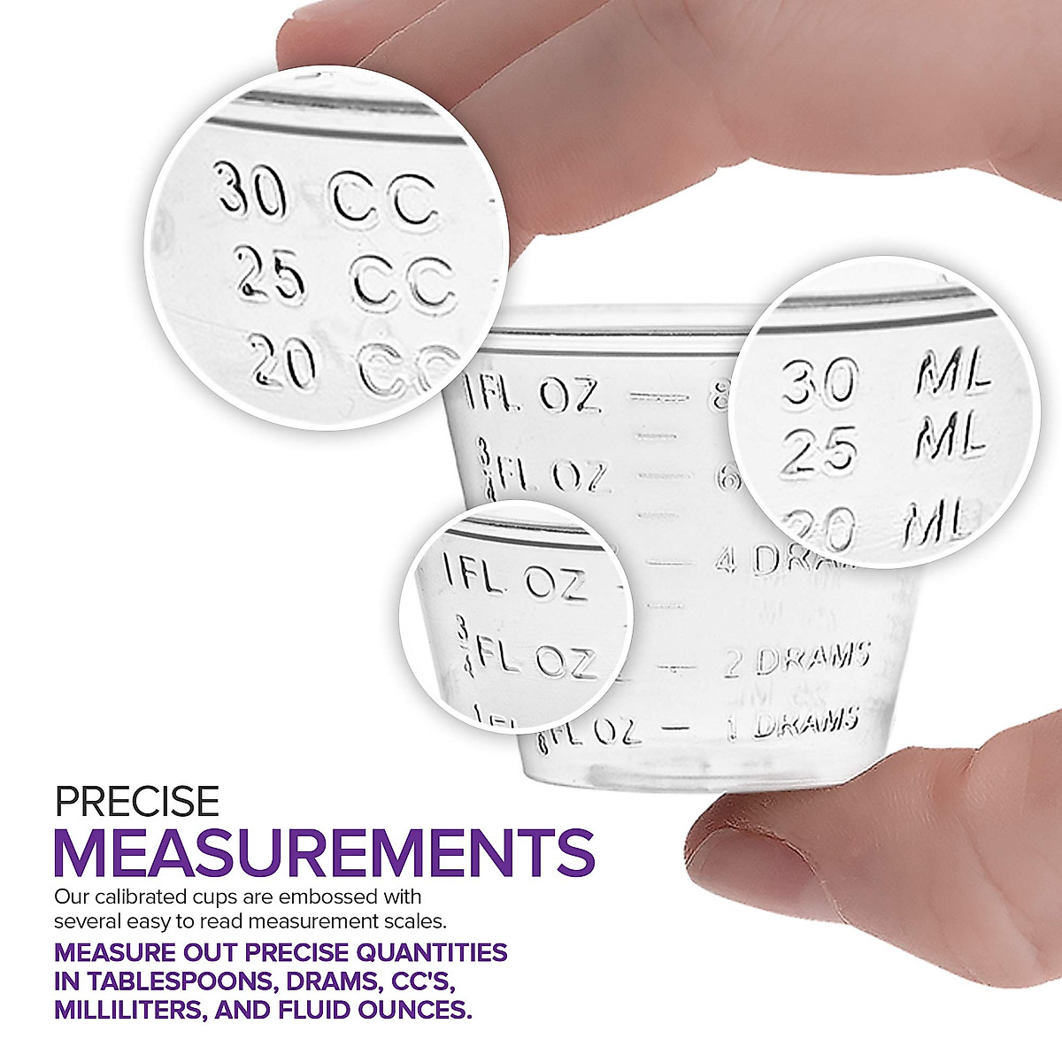 Stock Your Home 1 oz Disposable Medicine Cups (500 Count) - Clear Plastic Measuring Cups - Embossed Medicine Cups for Pills, Liquid Medicine, Epoxy, Cooking, Food Sampling, Wine Tasting, Jello Shots