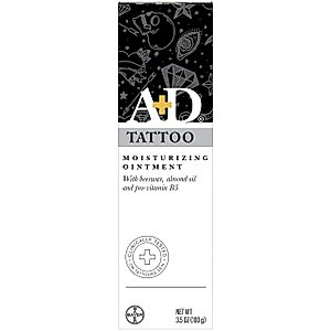 A+D Tattoo Skin Moisturizing Ointment, Skin Moisturizer with Beeswax, Almond Oil and Pro- Vitamin B5-3.5 Oz Tube