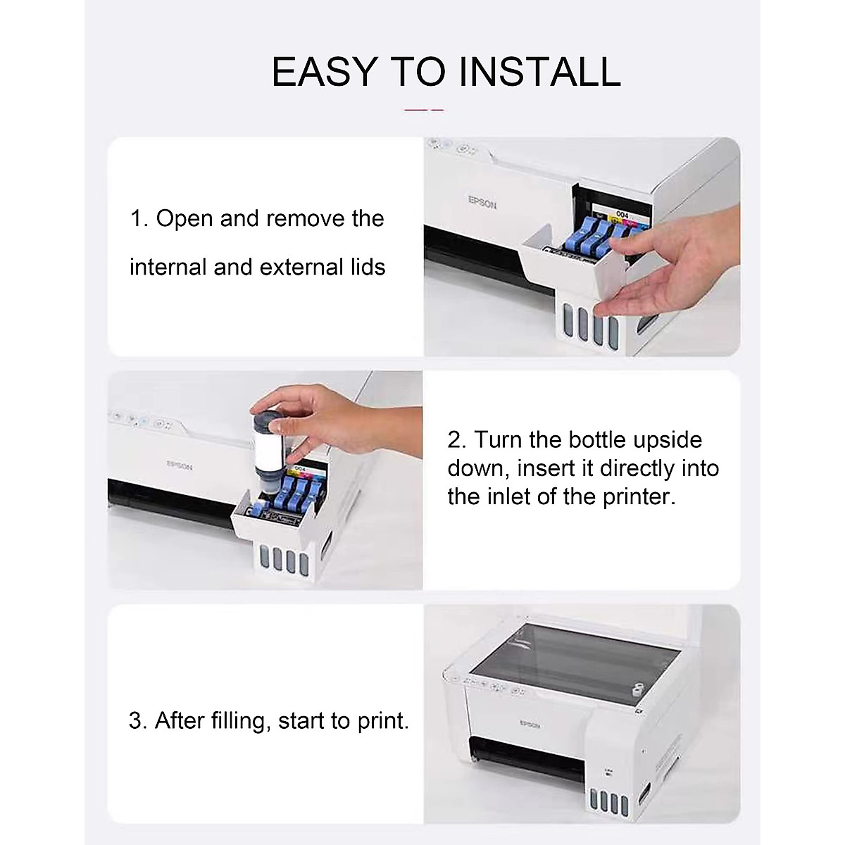 T502 502 Ink Ultra-high Capacity Refill Ink Bottle Color Combo Pack for Epson ET-2850 ET-3830 ET-3850 ET-2760 ET-3760 ET-15000 Printer (4 Pack)