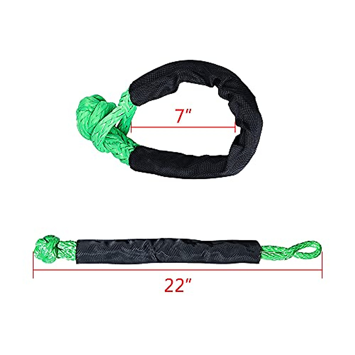 Astra Depot Winch Recovery Snatch Ring 41000lbs & 1/2" Protective Sleeves Soft Shackle for Towing Straps ATV UTV Truck 4WD Off-Road (Set, 2 Green Shackle&1 Blue Ring)