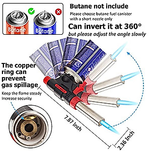 SINKUG Cutting Torches, Blow Torches with Adjustable Continuous Flame,Butane Lighter Blow Torch Cooking Torch Refillable for Desserts,Creme Brulee,Baking and Soldering