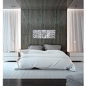 SYGALLERIER Silver Metal Wall Arts Hand Crafted Huge 3D Abstract Aluminum Artwork Modern Sculpture Contemporary Metallic Pictures for Living Room Bedroom Dinning Decor