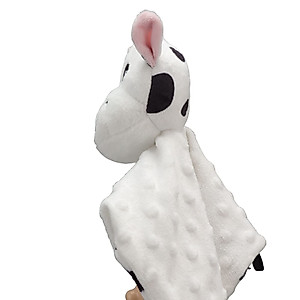 Baby Security Blanket, A Cartoon Quilt, Loveys for Babies, Baby Lovey A Soft Plush Quilt with A Nipple for Children from 3 Months (Cow)