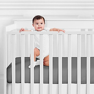 Fitted Crib Sheet for Modern Gray and Orange Stripe Baby/Toddler Bedding - Solid Grey