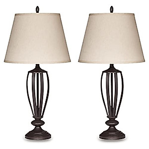 Signature Design by Ashley Mildred Modern Bronze Metal Table Lamp, 2 Count, 29.75", Almost Black