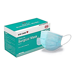 BYD CARE Single Use Disposable 3-Ply Mask, ASTM Level 3, Daily protection for men and women for Home, Office, School, Restaurants, Gyms, Outdoor and Indoor, Box of 50 PCs