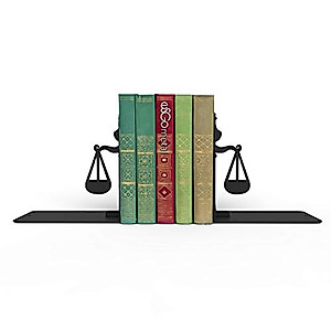 Bookends Justice Balance, Bookends for Shelves, Book Ends for Office, Modern Bookends for Desk and Bookshelves, Metal bookends, Heavy Duty Metal Black Bookend Support, Creative Book Ends.