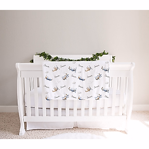 Stork Wares Retro Airplanes Personalized Baby Boy Swaddle Blanket, White, 30x40inch (BB343)