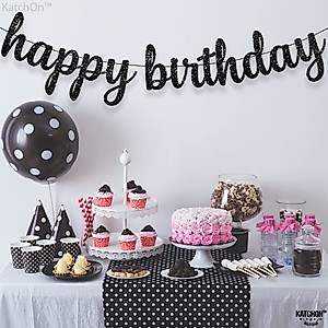 KatchOn Glitter Black Happy Birthday Banner - 10 Feet, NO DIY | Black Birthday Banner | Black Birthday Decorations | Happy Birthday Black Banner, Black Happy Birthday Sign | Happy Birthday Decorations