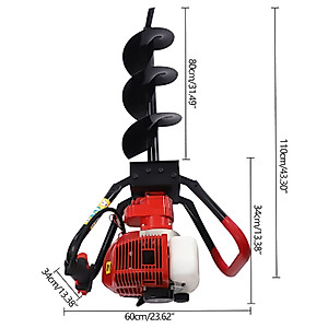 Earth Auger Combo 43cc 2cycle Powerhead with 8 Inch Auger Drill Bit (43cc with 8" Auger Bit)
