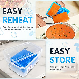 Walfos 1 Cup Silicone Freezer Tray with Lid,Soup Freezer Molds 4 Packs,Bin and Tongs,BPA Free Silicone Freezing Container,Perfect For Storing and Freezing Soup,Broth,Sauce,with 12 Removable Labels