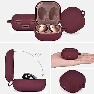 Filoto Case for Samsung Galaxy Buds 2 (2021) / Galaxy Buds Pro (2021) / Galaxy Buds Live/Buds 2 Pro, Cute Silicone Earbuds Protective Case Cover with Bracelet Keychain (Burgundy)