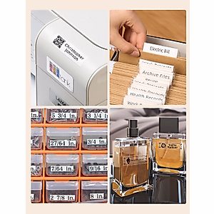 Makeid E1 Portable Label Maker - Bluetooth Compatible Thermal Printer - QWERTY Keyboard, 4.42" LCD Screen - Prints 9mm, 12mm, 16mm Clear Waterproof Sticker Labels - Includes USB Cable