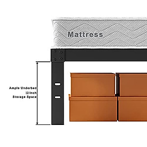 xtfei 14" Queen Bed Frame Heavy Duty Metal Beds Frames with Storage No Box Spring Needed Noise Free Sturdy Steel Slats Support 3500lbs