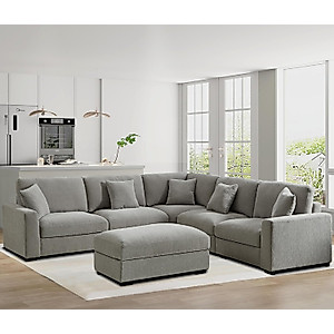 asunflower Deep Sectional Sofa Modular Large Couch for Living Room Apartment with Deep Seat 5 Seat L Shape Modern Chenille Couch with Chaise Oversized Sectionals