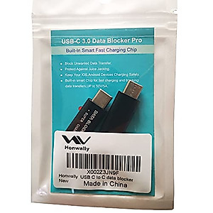 Fast Charging USB C to C Data Blocker, Protect Against Juice Jacking, Support Safe Fast Charging up to 50V/5A by Honwally (2 Pack)