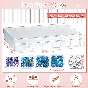 Ripeng 24 Pack 672 Slots Diamond Painting Storage Containers Bulk, 28 Grids Bead Organizer Box Diamond Painting Accessories Boxes Diamond Art Embroidery Storage with 960 Label Stickers
