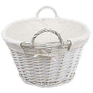 Home Basics Wicker Laundry Basket (White)