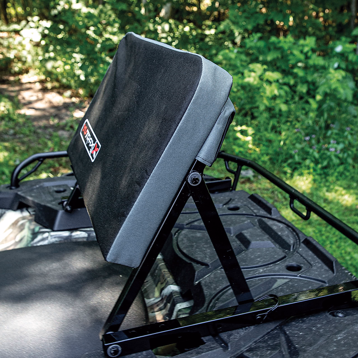 Yutrax® Universal Mount ATV Backrest, Heavy-Duty Steel Seat Frame, Adjustable Seat Back Positions, 2” Thick Cushion, Folds Down Flat When Not in Use