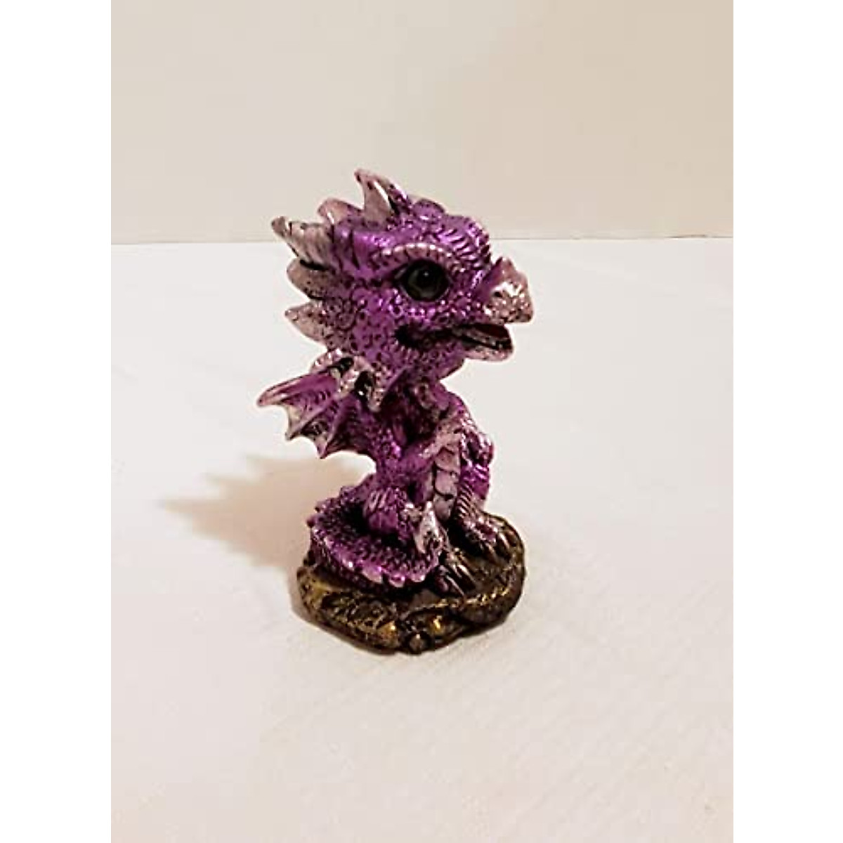 New 3.5" Violet & Silver Bobble Head Sitting Dragon Collectible Figurine Statue