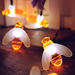 Solar Honeybee String Lights, 21Ft 30 LED Solar Powered Bee String Lights Outdoor Honeybee Fairy String Lights for Home,Gardens,Park,Patios Decoration.