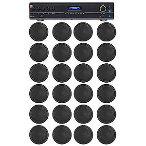 JBL VMA1240 Commercial/Restaurant 240W 70v Bluetooth Mixer/Amplifier, 5 Inputs Bundle with (4) Rockville CCL6T Black 70V 6" Commercial Ceiling Speakers 4 Restaurant/Office