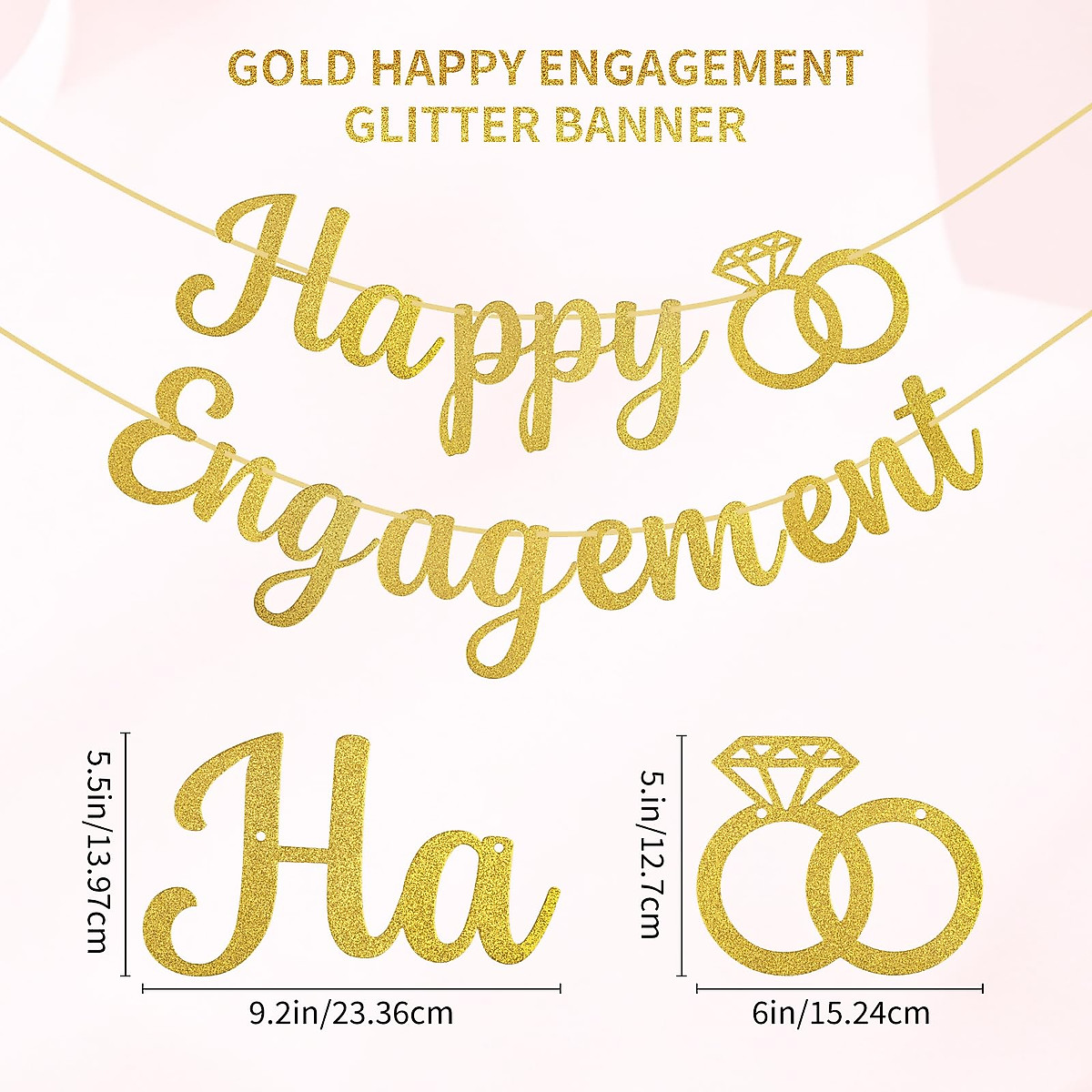 Happy Engagement Banner, Happy Engagement Party Decorations, Engagement Party Banner, Gold Glitter Engagement Party Decorations Sign, Wedding Engagement Banners, Shower Bride to Be Decorations