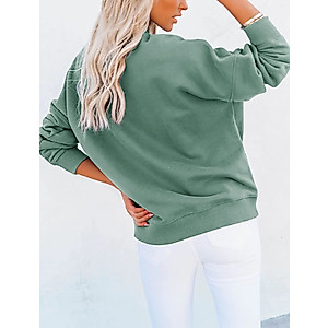Minclouse Women's Casual Long sleeves Sweatshirt Tops Basic Loose Fit Mock Turtleneck Lightweight Tunic Pullover With Pocket (Mint,Large,Adult,Female,US,Alpha,Large,Regular,Regular)