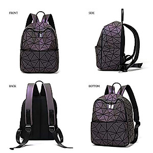 Luminous Geometric Purses and Handbags Women Tote Bag Holographich Flash Reflactive Crossbody Bag Backpacks (Luminous Backpack B)