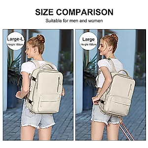 Large Travel Backpack Women, Carry On Backpack,Hiking Backpack Waterproof Outdoor Sports Rucksack Casual Daypack with USB Charging Port Shoes Compartment,Beige