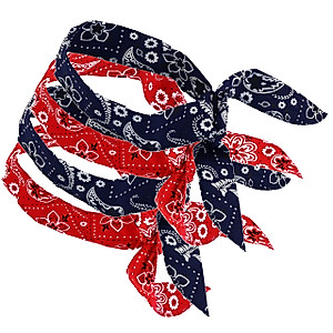 Iconikal Gel Cooling Head Band, Red and Blue Paisley, 4-Pack