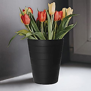 BESUMA Slim Round Plastic Small Trash Can Wastebasket, Garbage Container Bin for Bathrooms, Powder Rooms, Kitchens, Home Offices, Kids Rooms (Black, 1.5 Gallons)