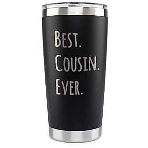 JENVIO Cousin Gifts | Best Cousin Ever | Stainless Steel Tumbler with Two Lids Straws and Gift Box | Unique Favorite Mug for Women Men | Female Birthday Valentine's Day