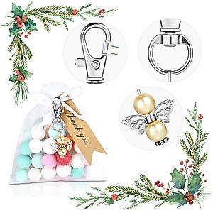 GWHOLE 30 Set of Angel Keychain with Organza Gift Bags and Thank You Favor Tags Guest Return Gift for Baby Shower Baptism Favors Wedding Bridal Birthday Party Favors, Beige