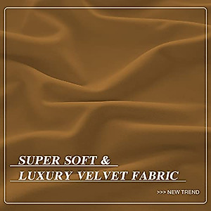 MUMFAS Velvet Curtains 84 Inches Long 2 Panels Gold Amber Brown, Super Soft Heavy Duty Luxury Drapes for Bedroom Living Room Darkening Curtains Urban Decor (Caramel Brown Rod Pocket&Back Tab)