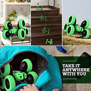 SHERPALACE 6 Wheeler LED Remote Control Car for Kids-OFF ROAD Stunt RC Car with 360 Flips-All Terrain Tires-Fast RC Drift Car-Crawler Tires & 2 Batteries- Holiday Gift Race Toy, 55+ Mins Play Time