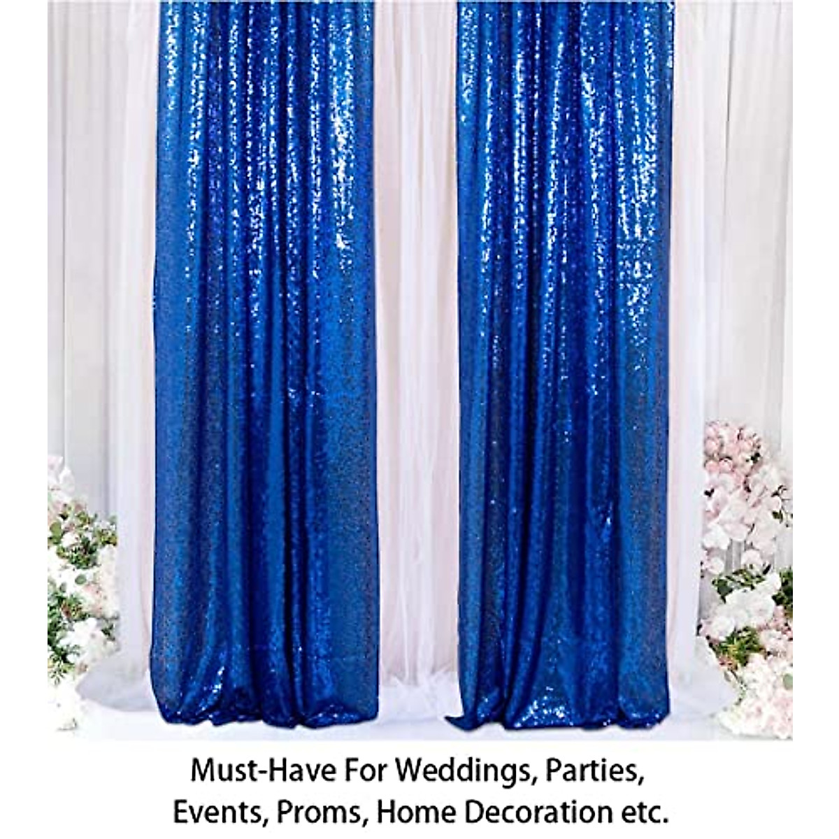 Sequin Curtains 2 Panels Royal Blue 2FTx8FT Sequin Photo Backdrop Sequin Backdrop Curtain Pack of 2-1011E