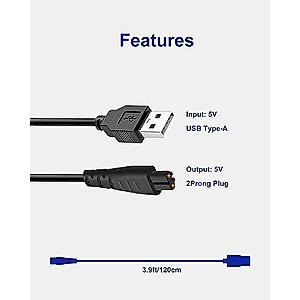 uijino USB Charging Cable Compatible with Remington Shaver XR7000, 5V Charger for Remington HC4250 HC5870 HC5950 PF7500 PF7600 PF7855 PG6250 PG6255 PG6171 XR1400, 2 Cleaning Brush, 3.9ft Power Cord