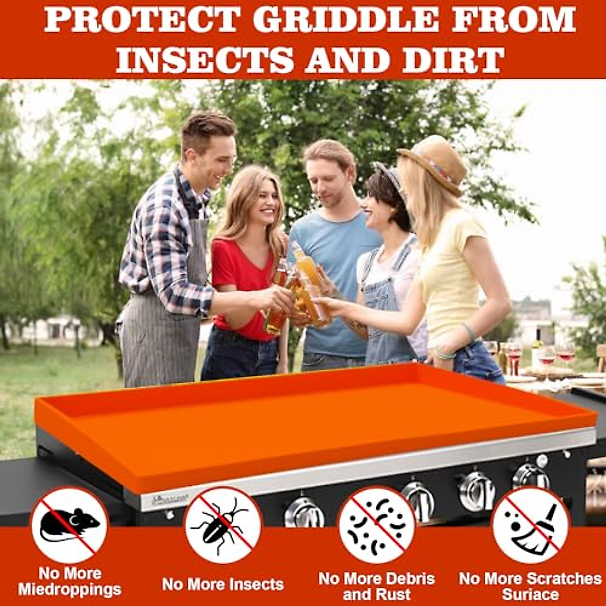 Silicone Blackstone Griddle Cover, 28 Inch Blackstone Griddle Cover Mat, Reusable Heavy Duty Food Grade Blackstone Accessories, Protect Grill From Rust,Insects, Leaves