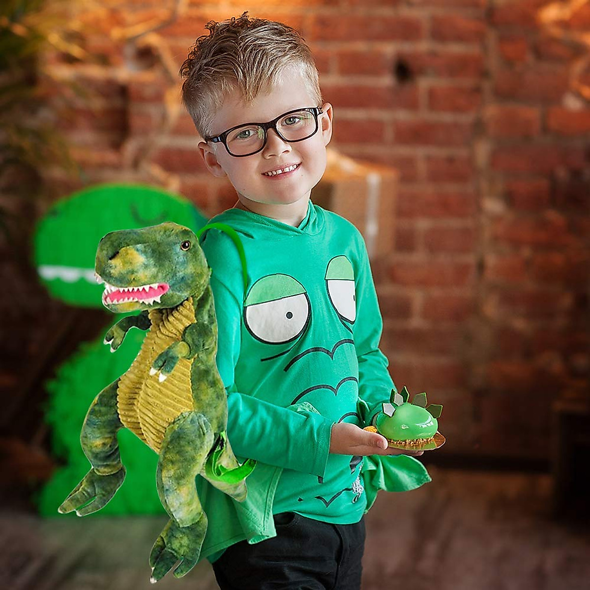 ArtCreativity Plush T-Rex Backpack for Kids, 1PC, Dinosaur Bag for Kids with Adjustable Straps and Zipper, Cool Dinosaur Costume Accessories for Boys and Girls, Dinosaur Gifts for Boys and Girls