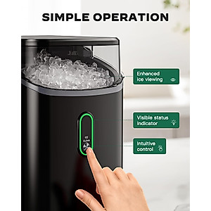 Silonn Nugget Ice Maker Countertop, Pebble Ice Maker with Soft Chewable Ice, One-Click Operation Ice Machine with Self-Cleaning, 34lbs/24H for Home,Kitchen,Office