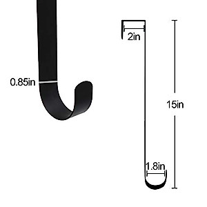ESFUN 2 Pack 15" Black Wreath Hanger for Front Door, Metal Wreath Hooks Holder Over The Door Wreath Hanger for Hanging Christmas Decorations Xmas Decor