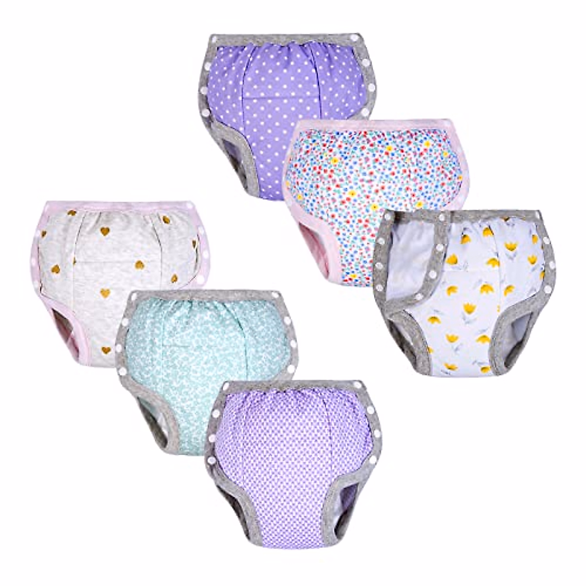 BIG ELEPHANT Toddler Side Button Training Underpants - Snaps on Potty Trained Pants for Boys and Girls 6 Pack, 2T