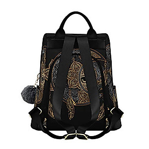 ALAZA Boho Crescent Moon Dreamcatcher Backpack Purse for Women Anti Theft Fashion Back Pack Shoulder Bag
